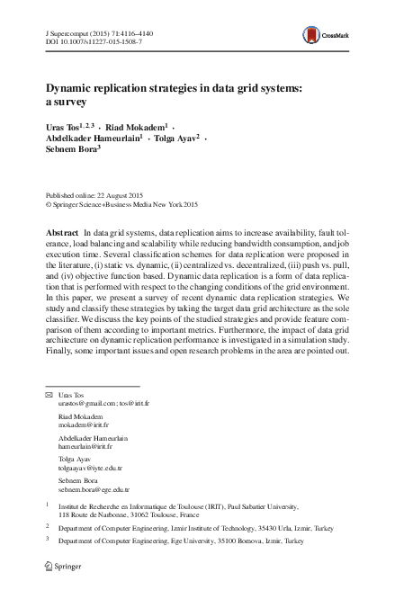 (PDF) Dynamic replication strategies in data grid systems: a survey ...