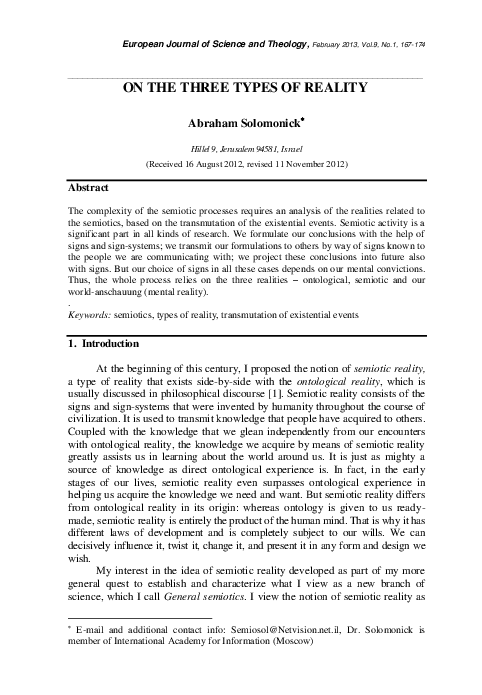 (PDF) On the Three Types of Reality