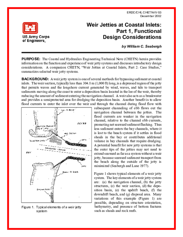 (PDF) Weir jetties at coastal inlets: part 1, functional design ...