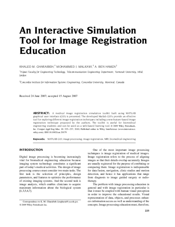 (PDF) An interactive simulation tool for image registration education