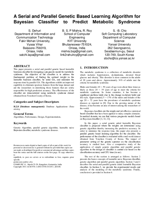 (PDF) A serial and parallel genetic based learning algorithm for ...