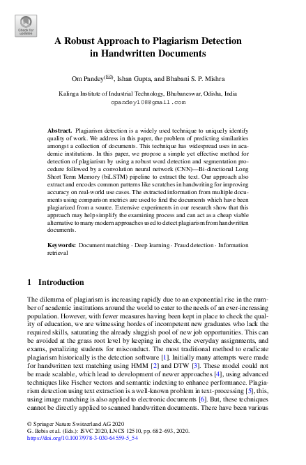 (PDF) A Robust Approach to Plagiarism Detection in Handwritten Documents