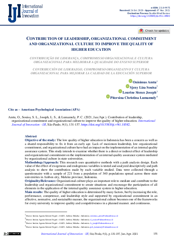 (PDF) Contribution of leadership, organizational commitment and ...
