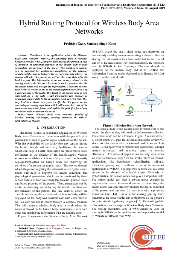 (PDF) Hybrid Routing Protocol for Wireless Body Area Networks