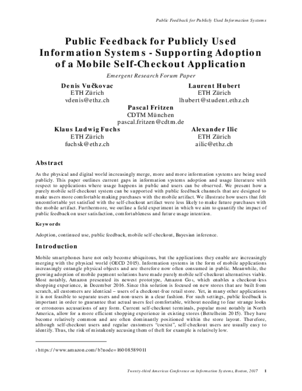 (PDF) Public Feedback for Publicly Used Information Systems ...
