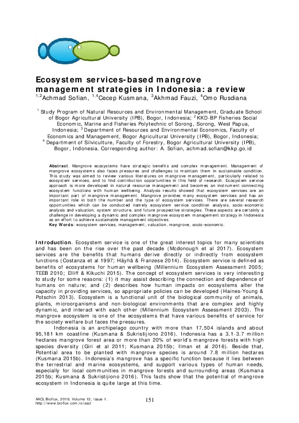 (PDF) Ecosystem services-based mangrove management strategies in ...