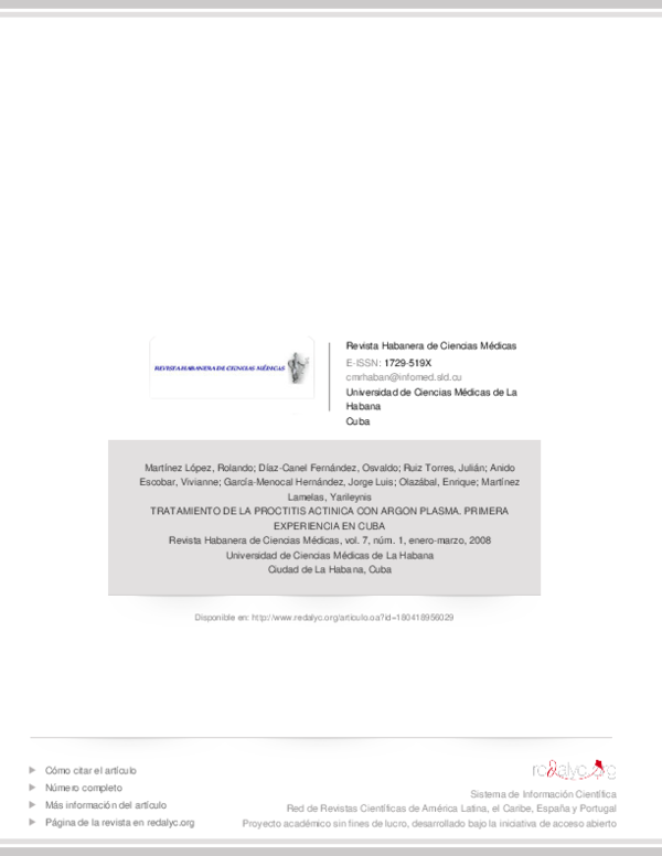 (PDF) Tratamiento De La Proctitis Actinica Con Argon Plasma. Primera ...