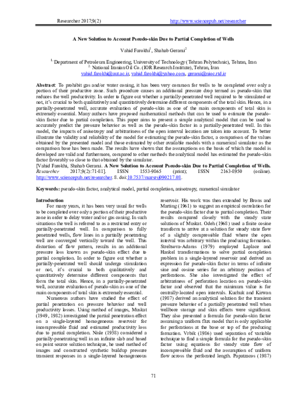 (PDF) A New Solution to Account Pseudo-skin Due to Partial Completion ...