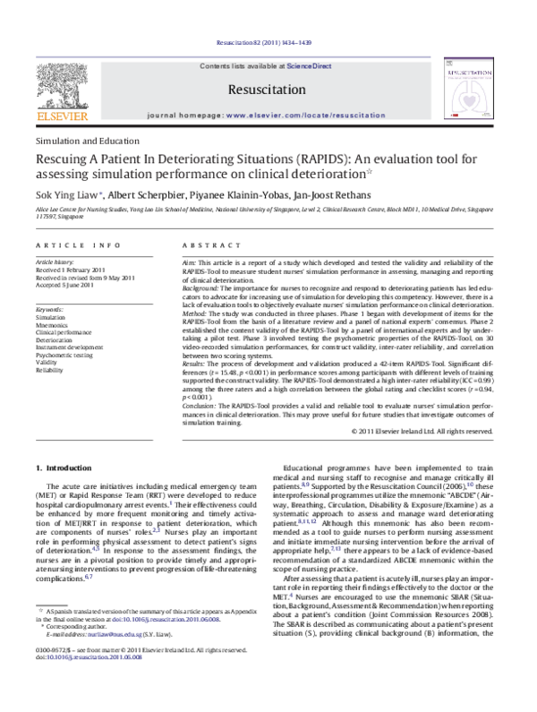 (PDF) Rescuing A Patient In Deteriorating Situations (RAPIDS): An ...
