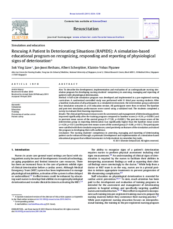 (PDF) Rescuing A Patient In Deteriorating Situations (RAPIDS): a simulation-based educational ...