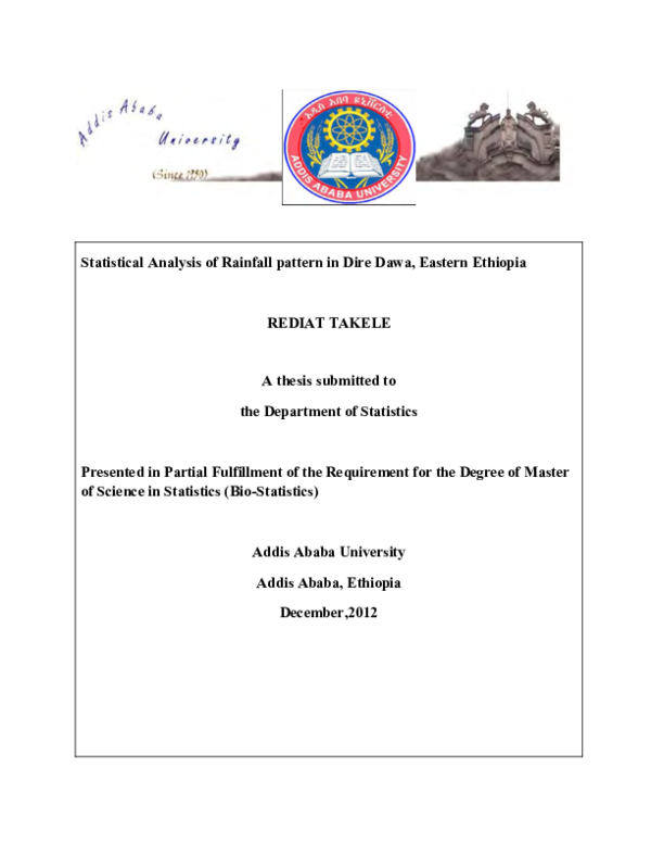 (PDF) Statistical Analysis of Rainfall Pattern in Dire Dawa Eastern ...