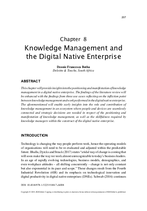 (PDF) Knowledge Management and the Digital Native Enterprise