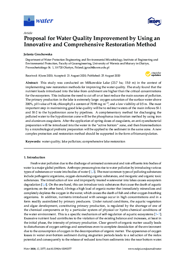 (PDF) Proposal for Water Quality Improvement by Using an Innovative and ...