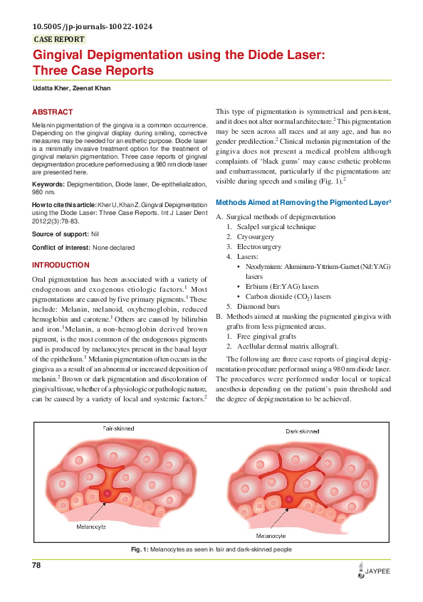 (PDF) Gingival Depigmentation using the Diode Laser: Three Case Reports