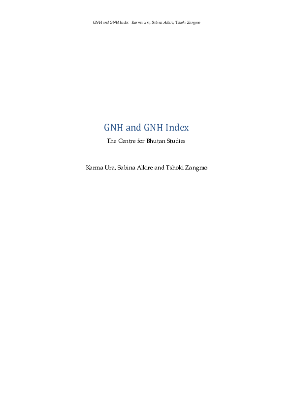 (PDF) Bhutan: Gross National Happiness and the GNH index