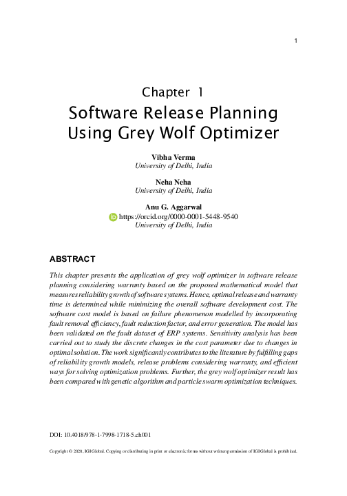 (PDF) Software Release Planning Using Grey Wolf Optimizer