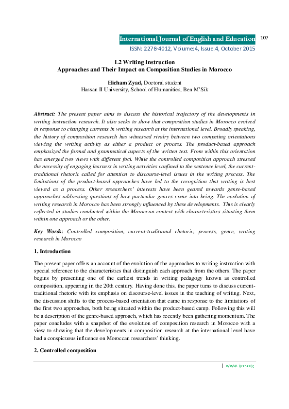 (PDF) L2 Writing Instruction Approaches and Their Impact on Composition ...