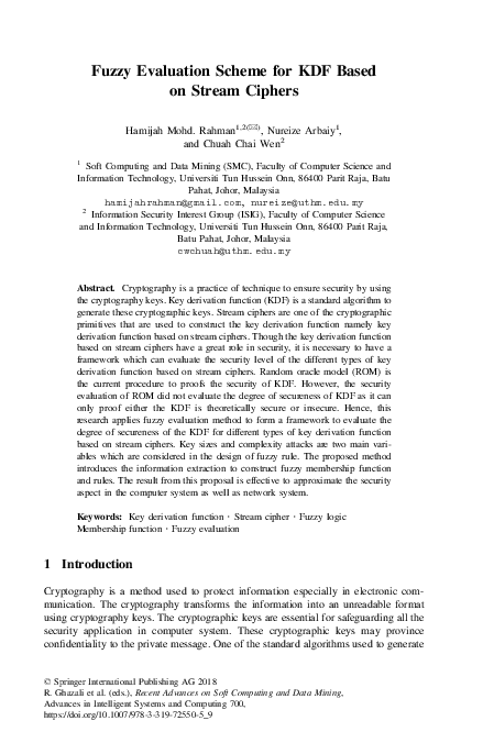 (PDF) Fuzzy Evaluation Scheme for KDF Based on Stream Ciphers