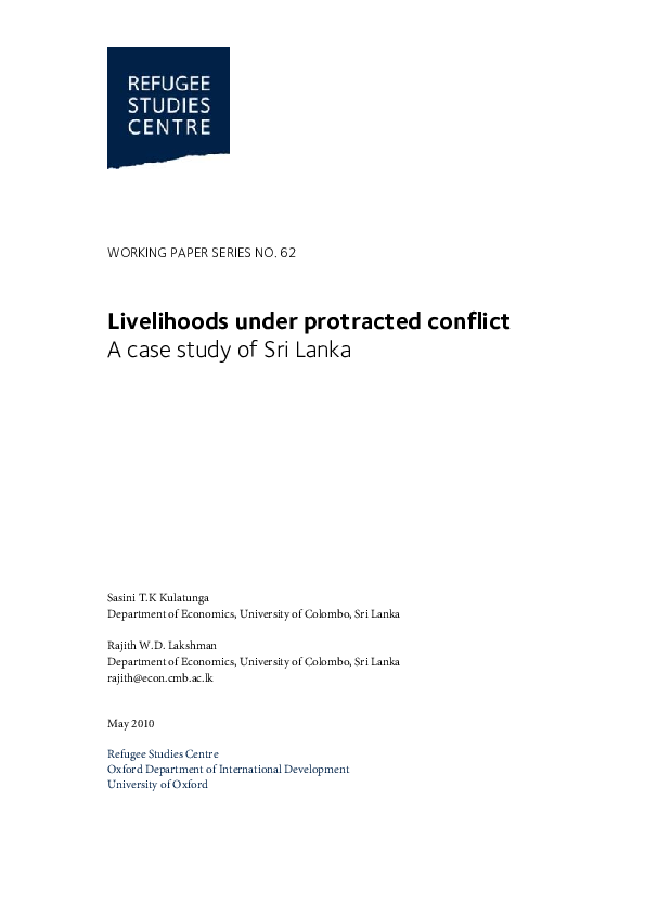 (PDF) Livelihoods under protracted conflict: a case study of Sri Lanka