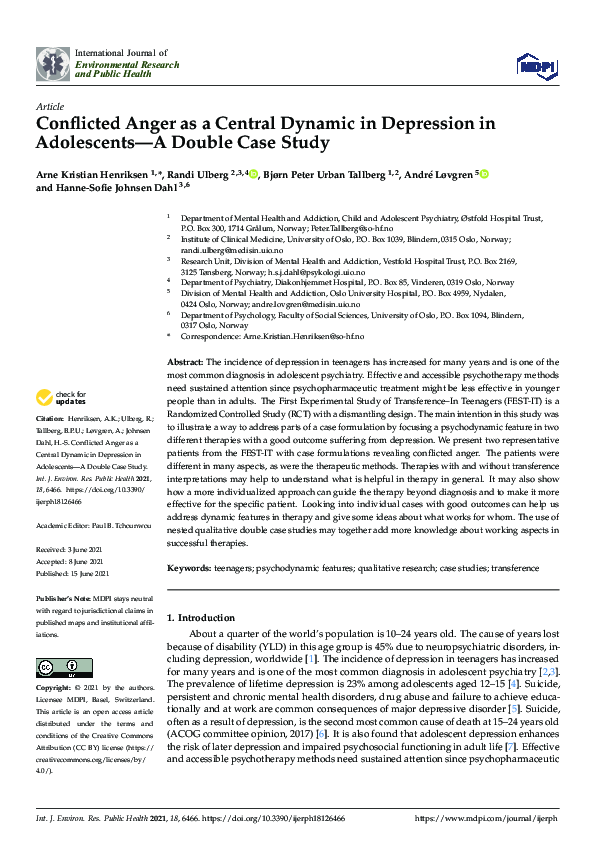 (PDF) Conflicted Anger as a Central Dynamic in Depression in ...