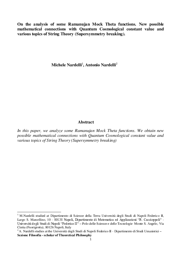 Pdf On The Analysis Of Some Ramanujan Mock Theta Functions New Possible Mathematical
