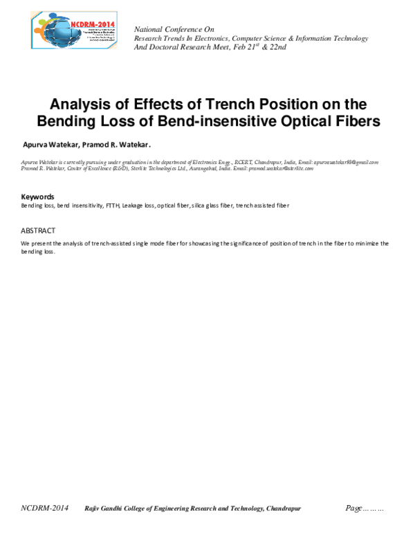 (PDF) Analysis of Effects of Trench Position on the Bending Loss of Bend-insensitive Optical Fibers