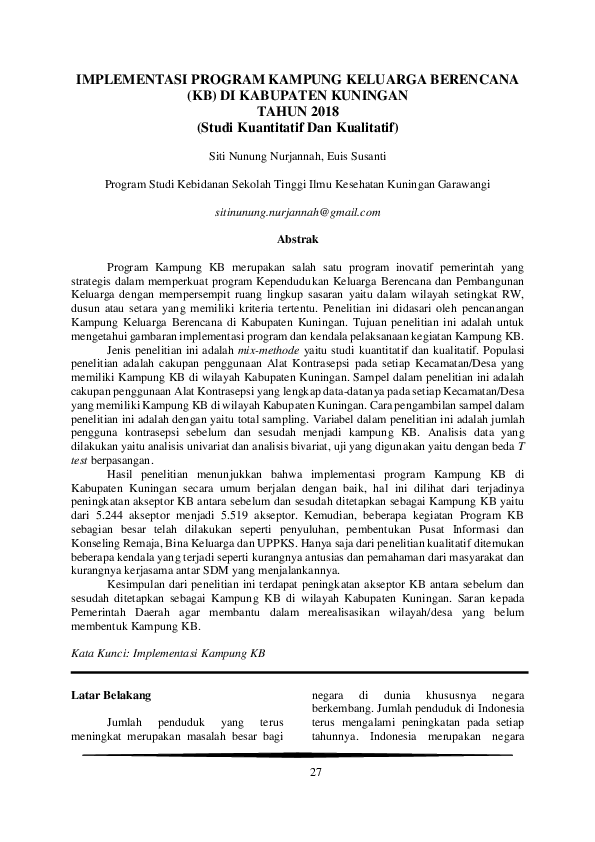 (PDF) Implementasi Program Kampung Keluarga Berencana