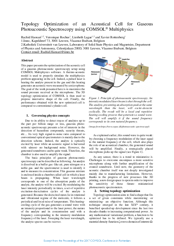 (PDF) Topology Optimization of an Acoustical Cell for Gaseous Photoacoustic Spectroscopy using ...