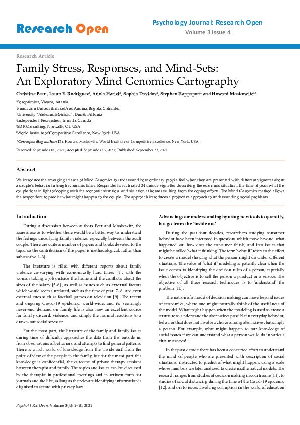 (PDF) Family Stress, Responses, and Mind-Sets: An Exploratory Mind ...