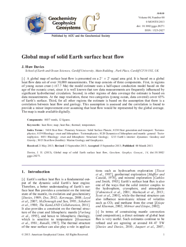(PDF) Global map of solid Earth surface heat flow