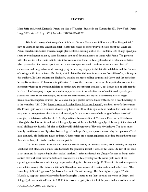 (PDF) Mark Joffe and Joseph Krafczik. Perun, the God of Thunder