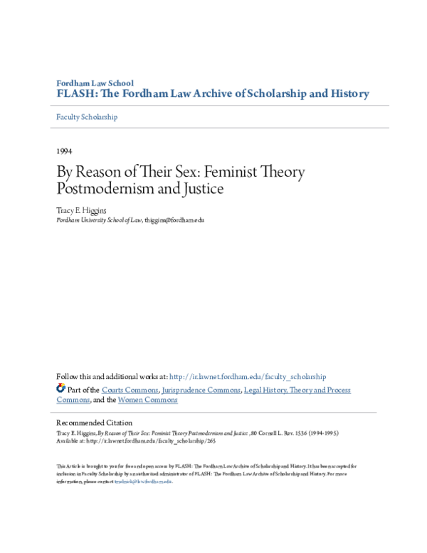 Pdf Feminist Theory And Postmodernism In Justice 8989