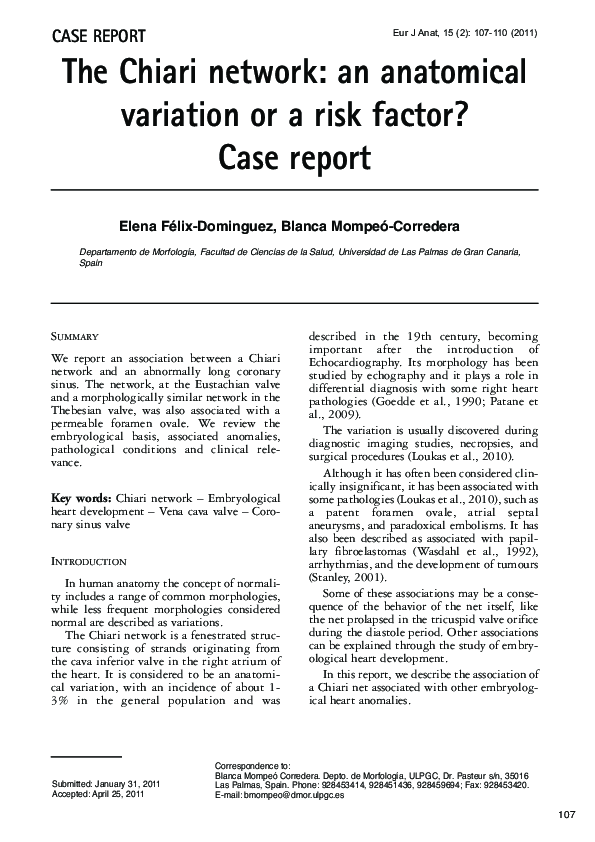 (PDF) The chiari network: An anatomical variation or a risk factor ...