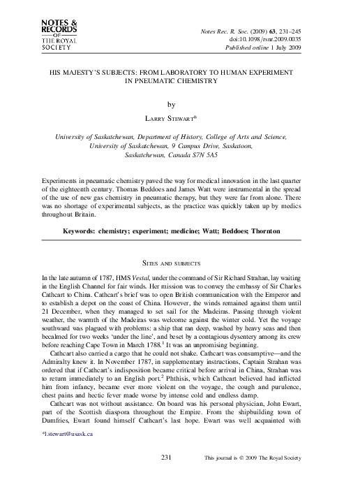 (PDF) His majesty's subjects: from laboratory to human experiment in ...