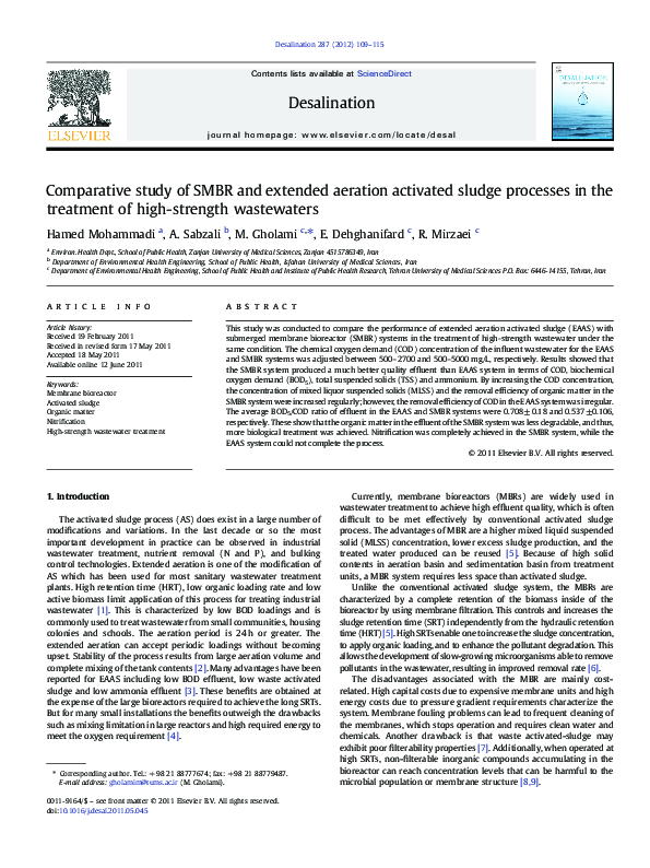 (PDF) Comparative study of SMBR and extended aeration activated sludge ...