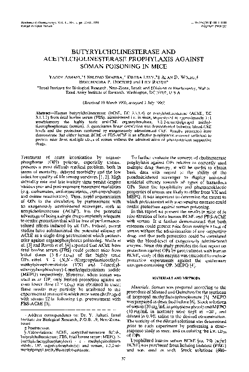 (PDF) Butyrylcholinesterase and acetylcholinesterase prophylaxis ...