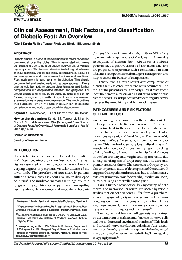 (PDF) Clinical Assessment, Risk Factors, and Classification of Diabetic ...
