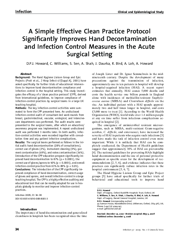 (PDF) A Simple Effective Clean Practice Protocol Significantly Improves ...