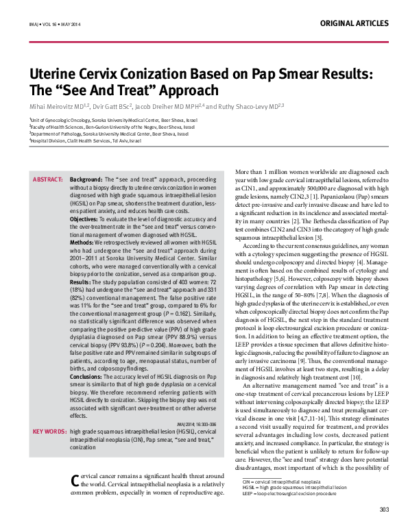 (PDF) Uterine cervix conization based on Pap smear results: the "see ...