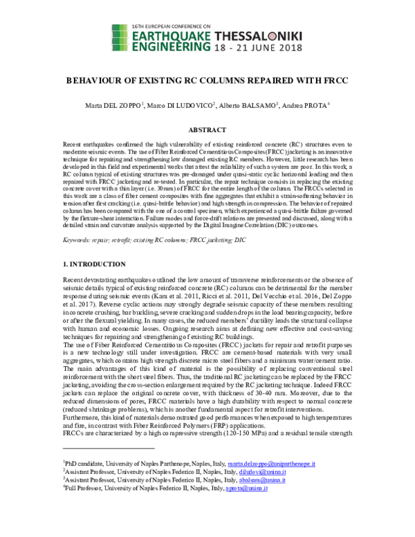 (PDF) Behaviour of Existing RC Columns Repaired with FRCC