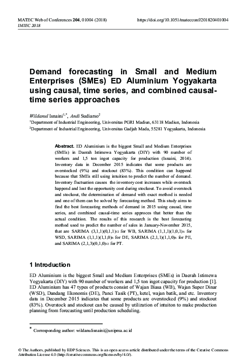 (PDF) Demand Forecasting in SMEs with SARIMA Models