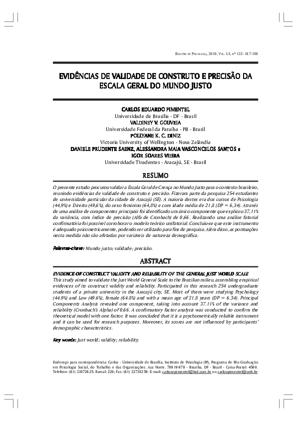 (PDF) Evidências de validade de construto e precisão da escala geral do ...