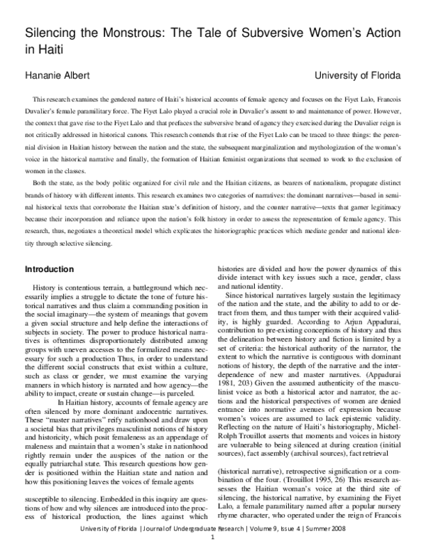 (PDF) Silencing the Monstrous: The Tale of Subversive Women’s Action in ...