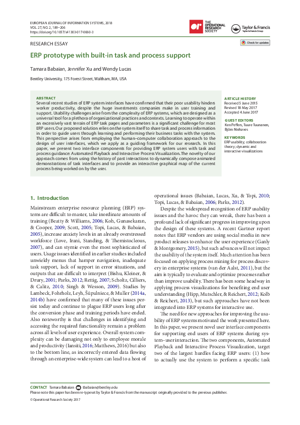 (PDF) ERP prototype with built-in task and process support