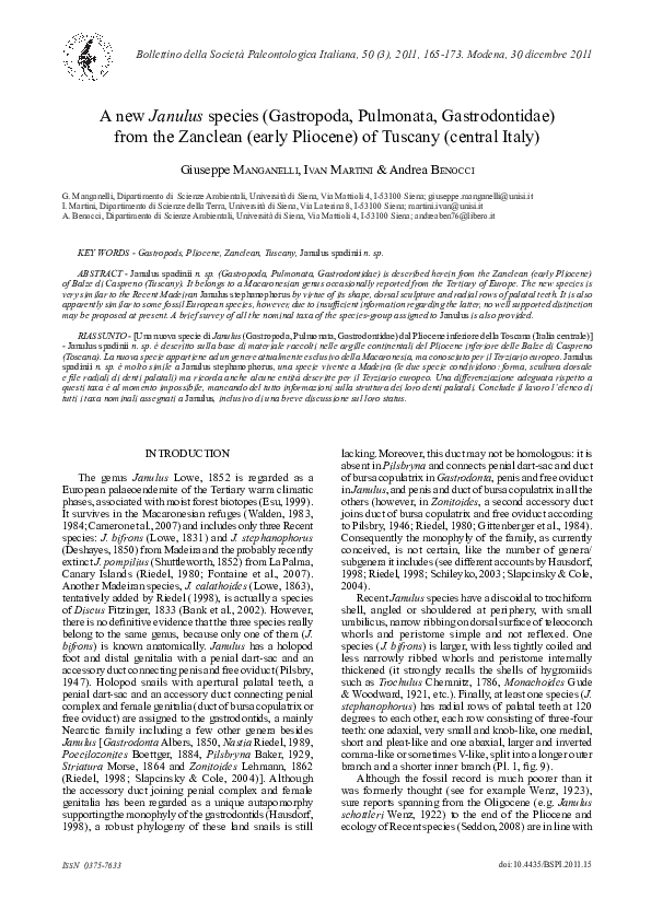 (PDF) A new Janulus species (Gastropoda Pulmonata Gastrodontidae) from ...
