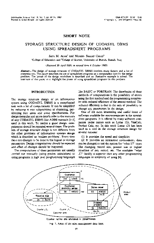 (PDF) Storage structure design of CODASYL DBMS using spreadsheet programs