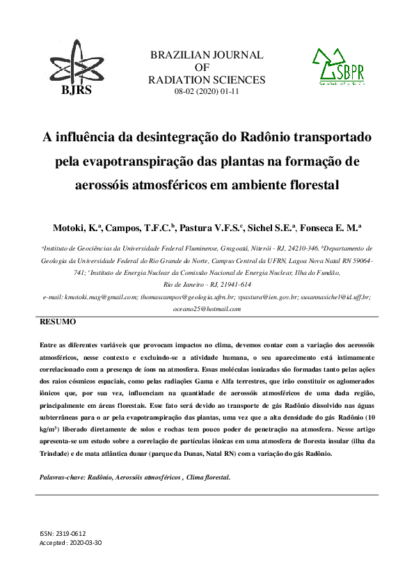 (PDF) A influência da desintegração do radônio transportado pela ...