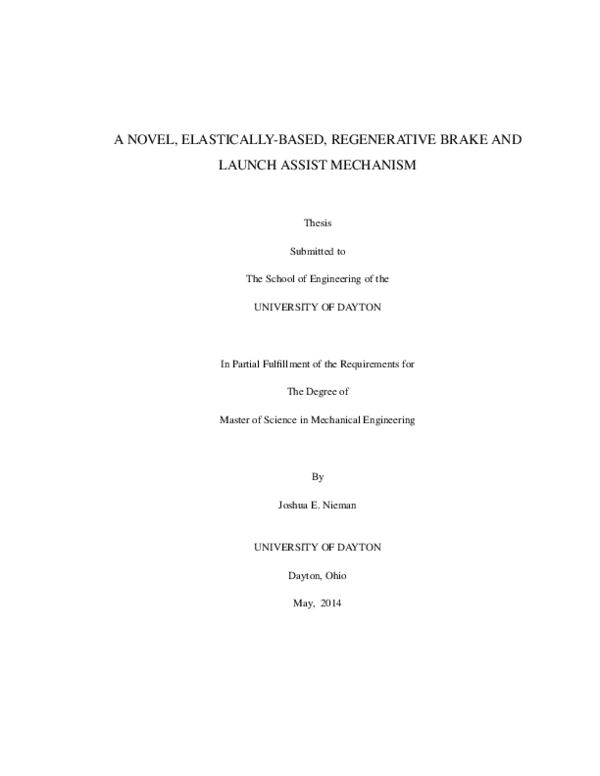 (PDF) Elastic Regenerative Brake Launch Assist System
