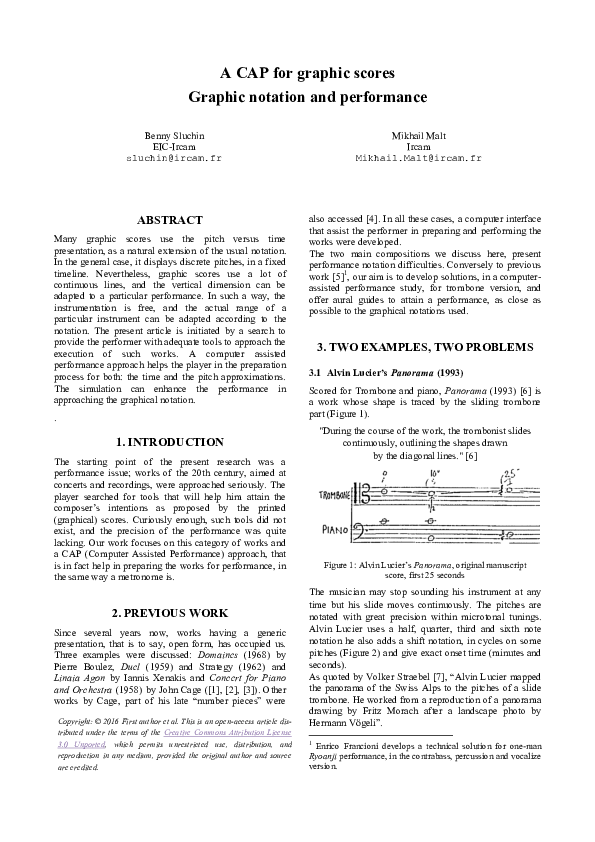(PDF) A CAP for graphic scores. Graphic notation and performance