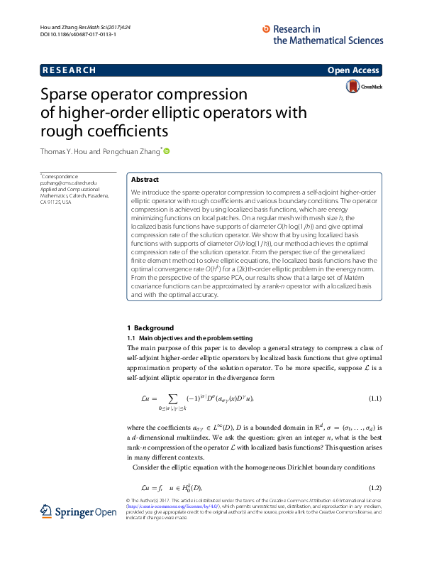 (PDF) Sparse operator compression of higher-order elliptic operators with rough coefficients
